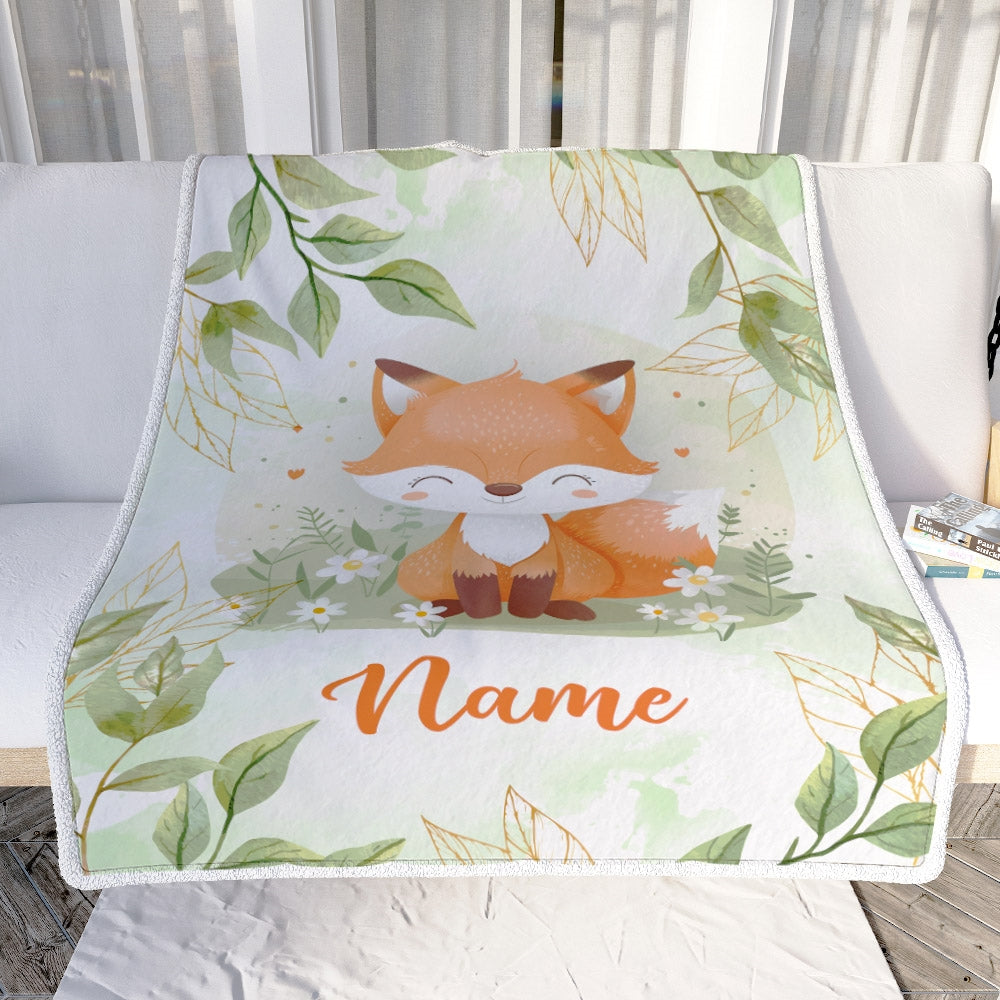 Personalized Baby Blanket with Name Custom for Baby Boy Cute Fox ...