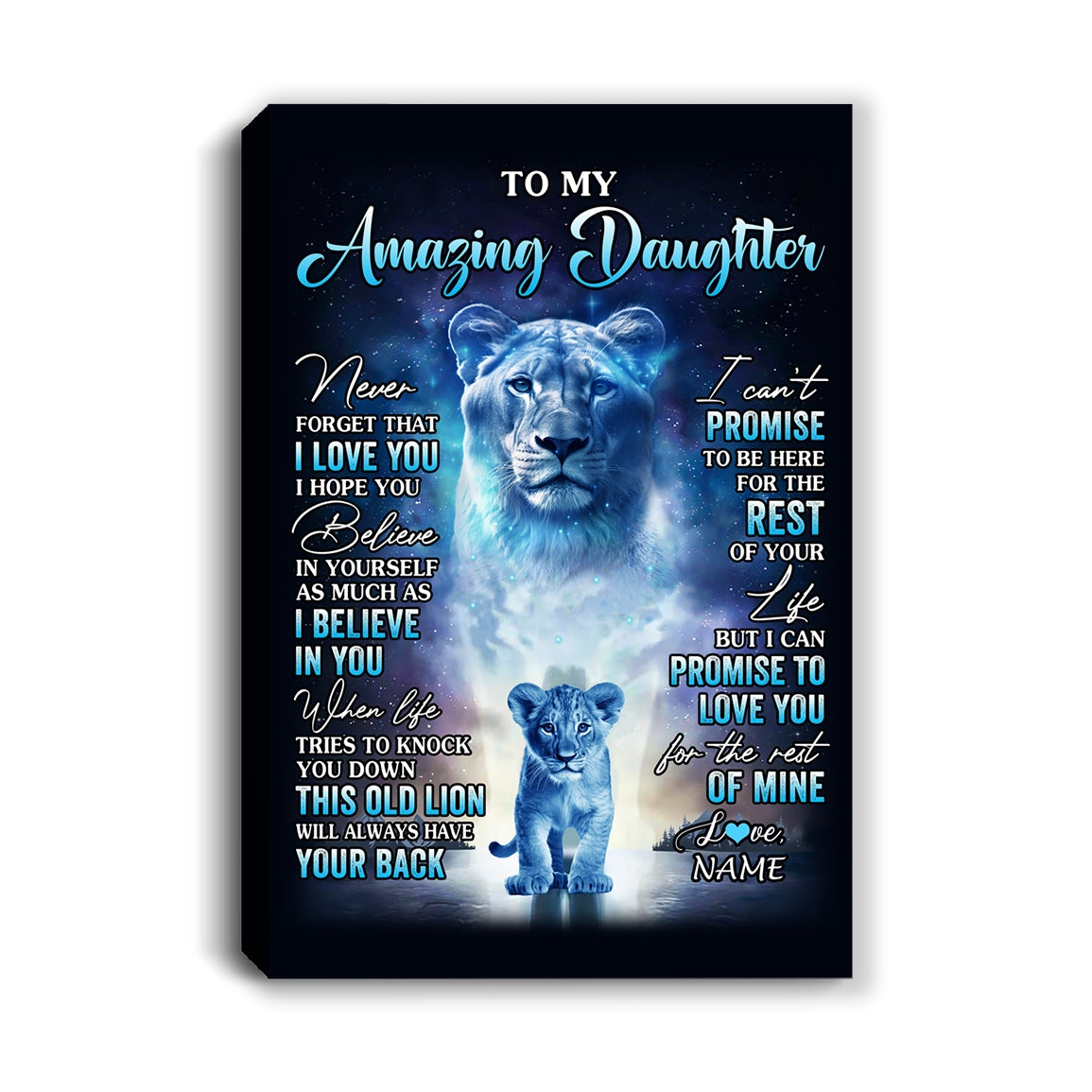 Personalized To My Amazing Daughter Canvas From Mom Mother Lion Never ...