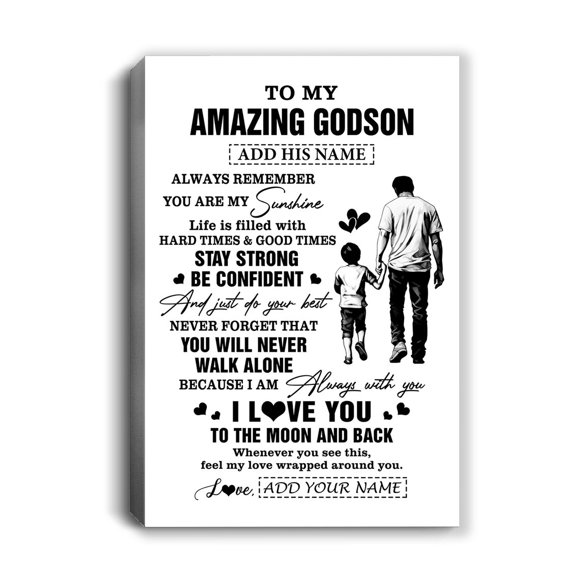 Personalized To My Amazing Godson Canvas From Uncle Godfather Man It A ...