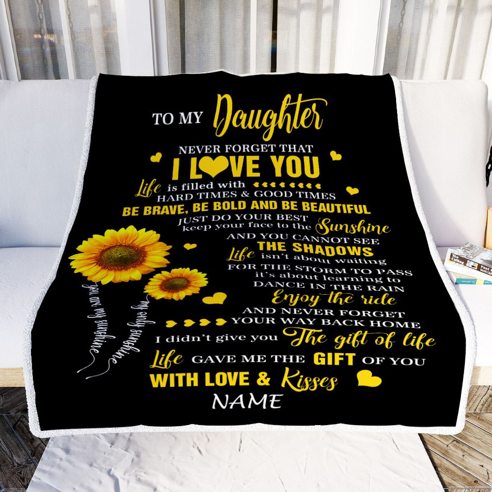 Personalized To My Daughter Blanket From Mom Dad Sunflower Never Forget ...