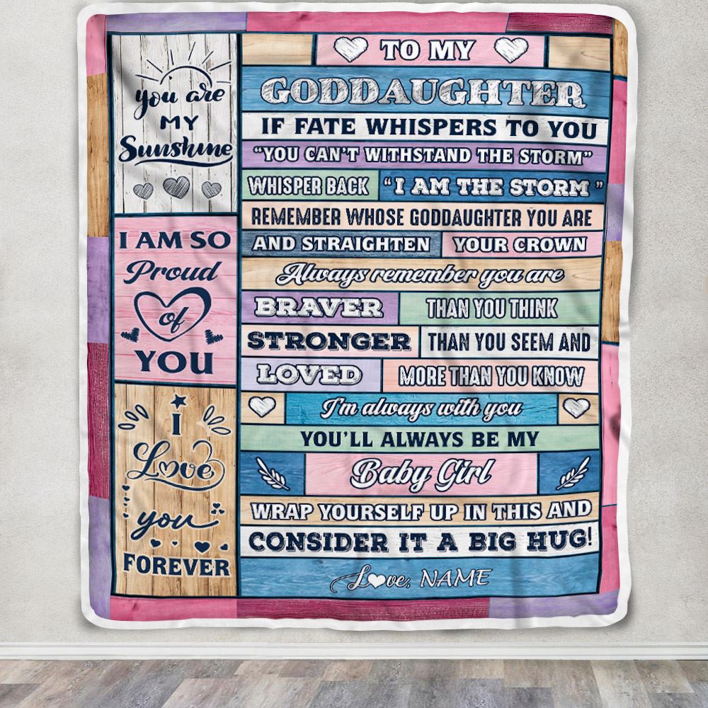 Personalized To My Goddaughter Blanket Gift From Godmother Wood I Am ...