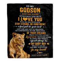 Personalized To My Godson Gifts From Godmother Aunt Blanket Lion Never ...