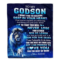 Personalized To My Godson Lion From Godfather Uncle Blanket Believe ...