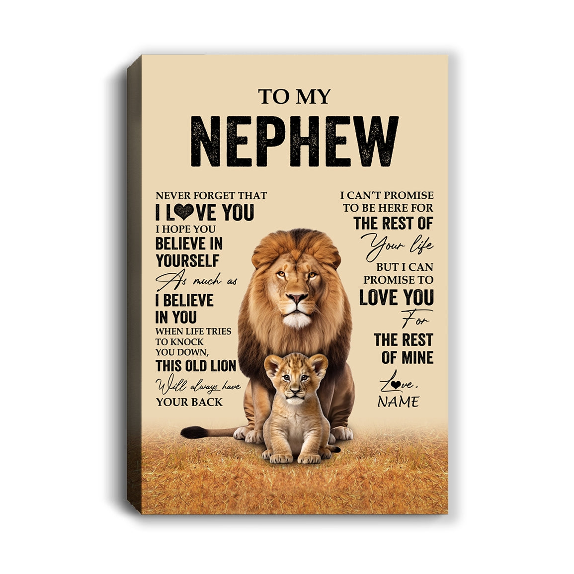 Personalized To My Nephew Canvas From Uncle Lion Never Forget That I L ...