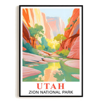 Utah Print Travel Poster Nature Zion National Park Scenery Souvenir ...