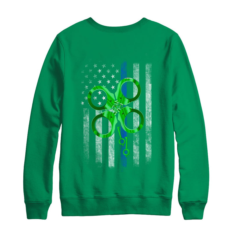 Thin Blue Line Happy St Patrick's Day Clover Police Shirt & Hoodie ...