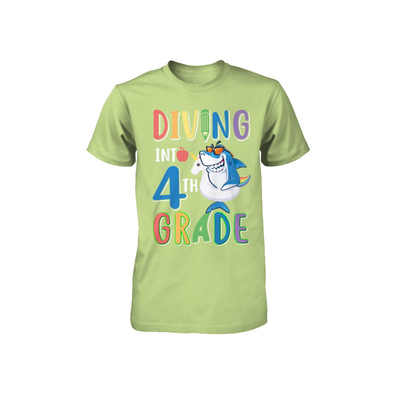 Diving Into 4th Grade Back To School Shark Youth Shirt - Teecentury.com