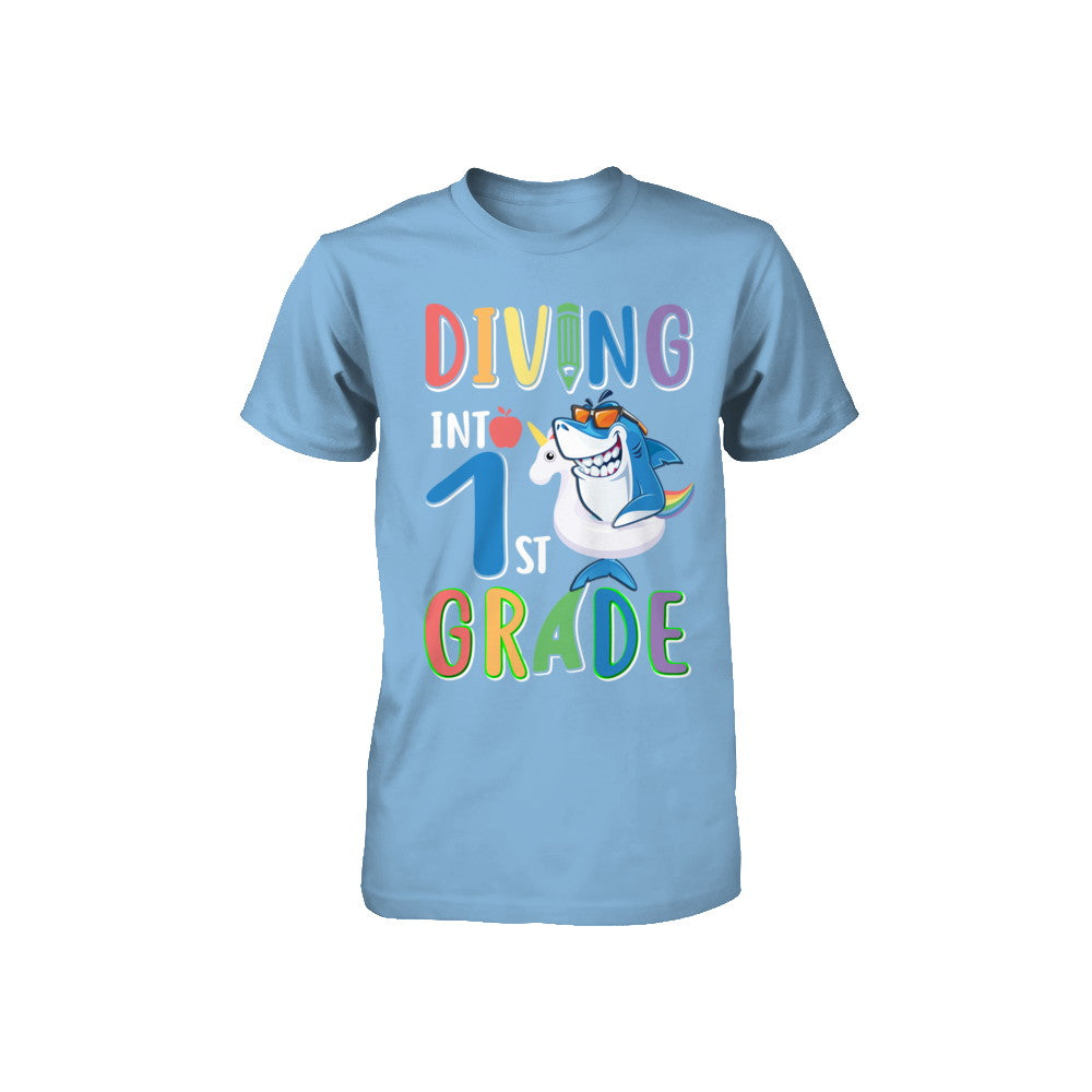 Diving Into 1st Grade Back To School Shark Youth Shirt - Teecentury.com
