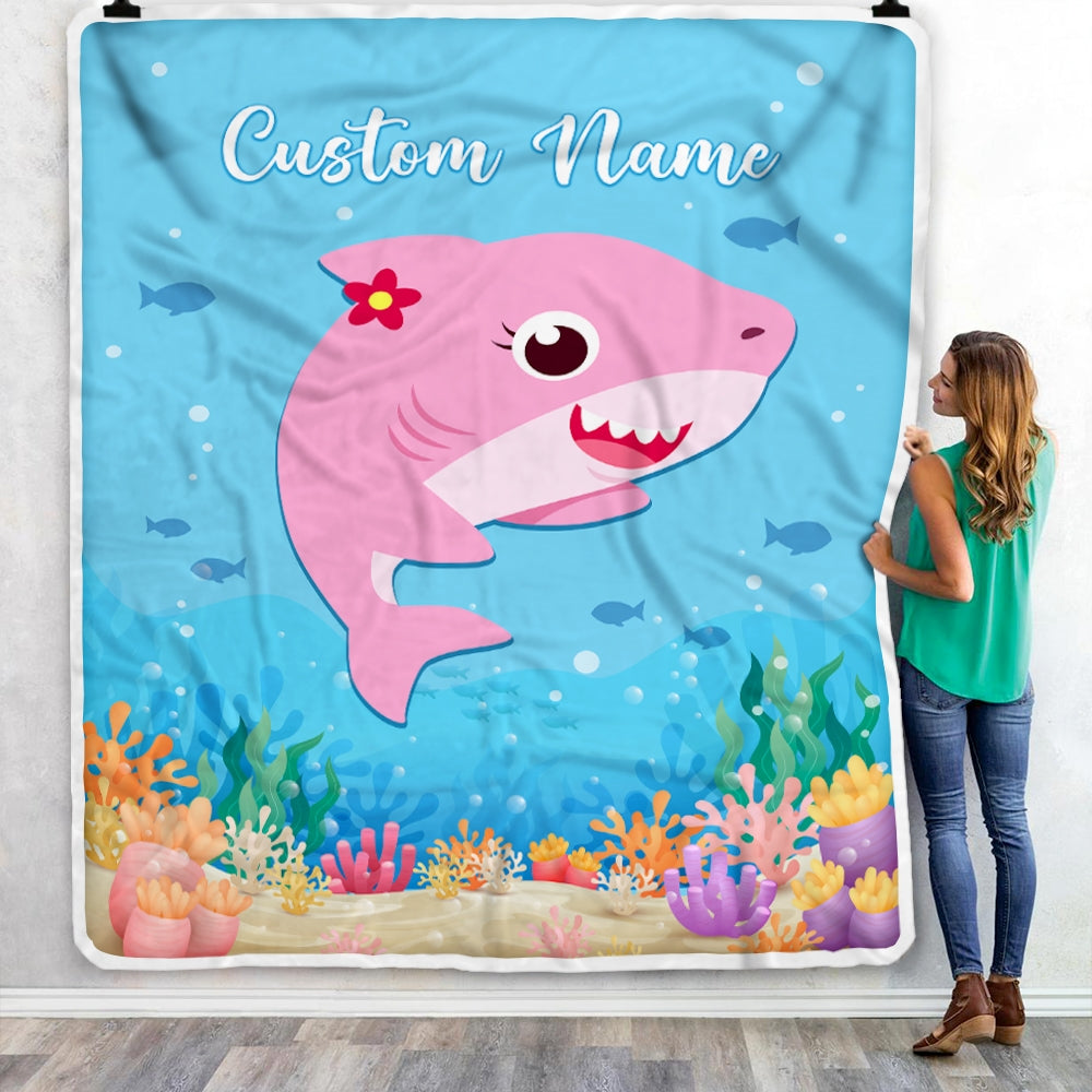 Personalized Baby Girl Blanket Cute Shark Design for Kids Newborn ...