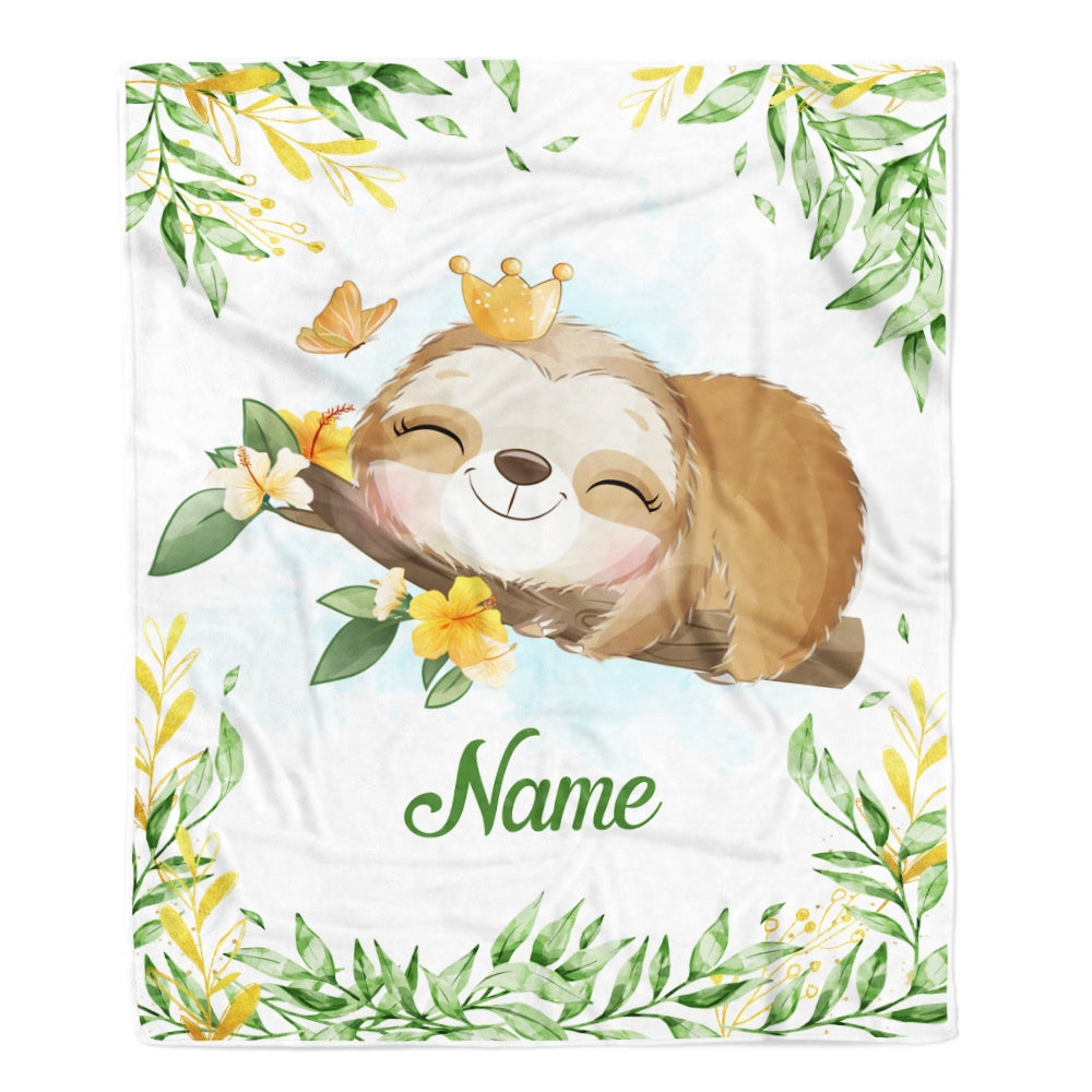 Personalized Baby Girl Blanket Cute Sloths Design For Kids Newborn ...