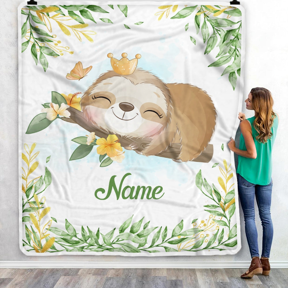 Personalized Baby Girl Blanket Cute Sloths Design For Kids Newborn ...