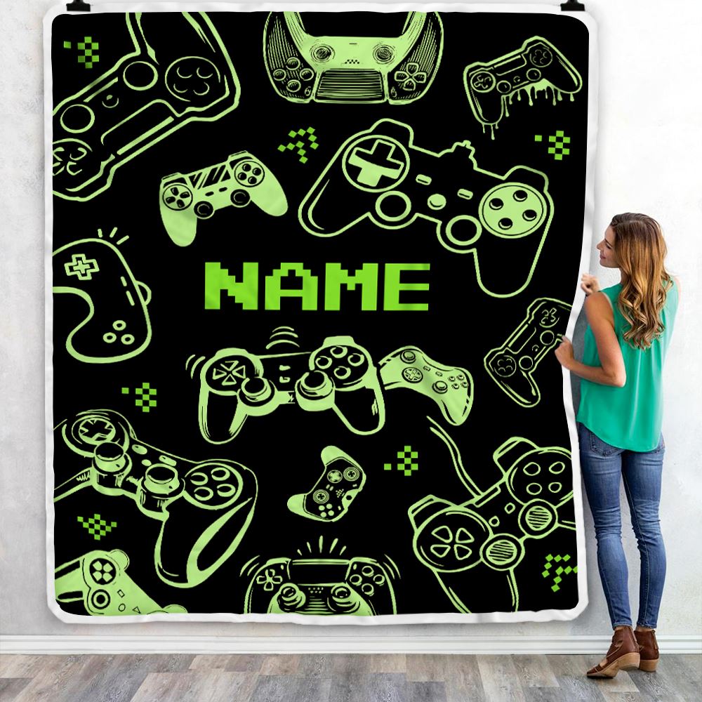 Personalized Gamer Boy Blanket Custom Name Gamer Soft Dark Blanket ...