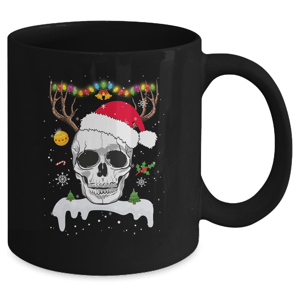 Skull Reindeer Christmas Funny Skulls Santa Hat Reindeer Mug 11oz ...