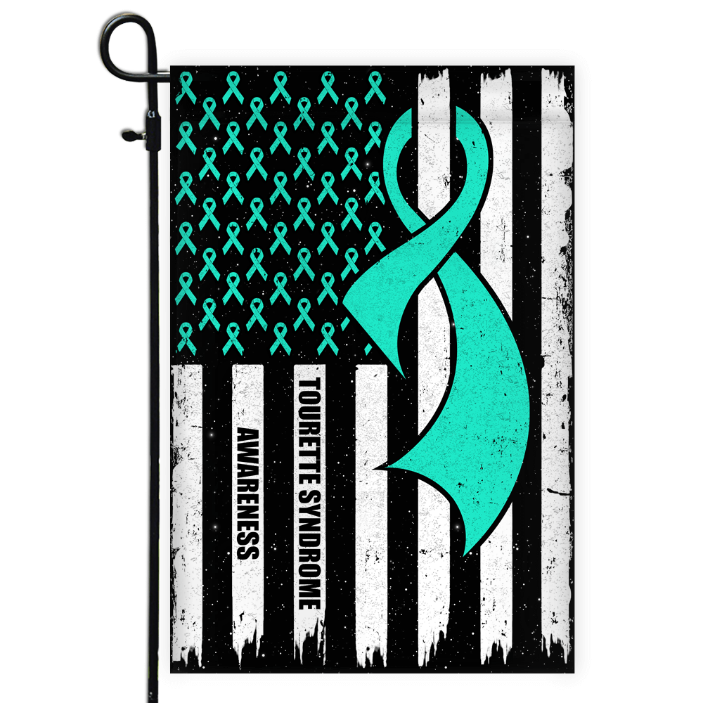 Tourette Syndrome Awareness America Flag Teal Ribbon Garden Flag House ...
