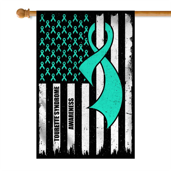 Tourette Syndrome Awareness America Flag Teal Ribbon Garden Flag House ...