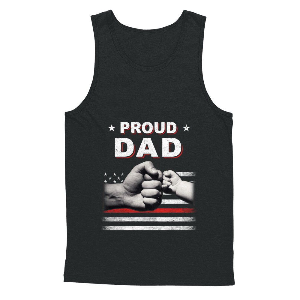 Proud Dad Fireman Firefighter Thin Red Line Flag Fathers Day Shirt ...