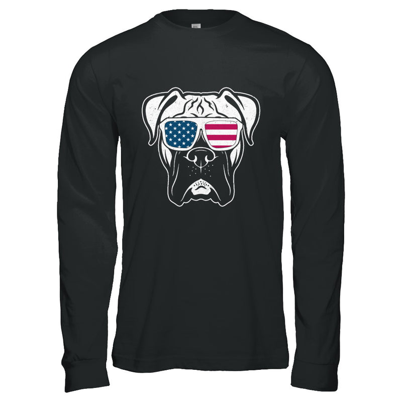 Boxer Dog American Flag Glasses 4Th Of July Shirt & Hoodie - Teecentury.com