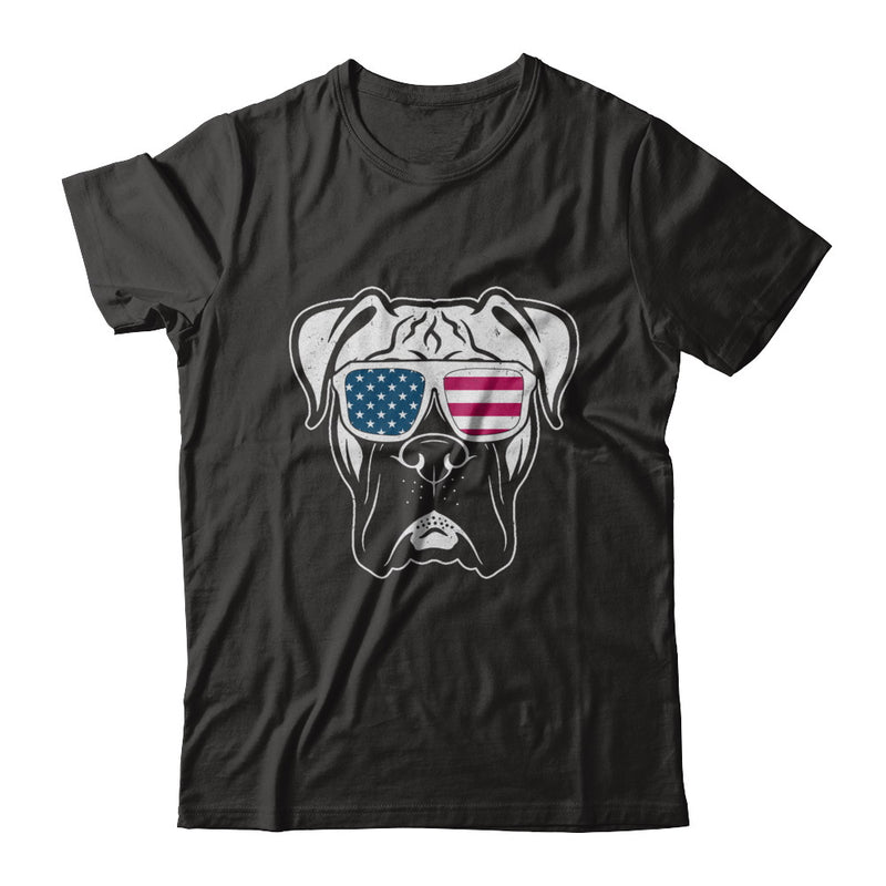 Boxer Dog American Flag Glasses 4Th Of July Shirt & Hoodie - Teecentury.com