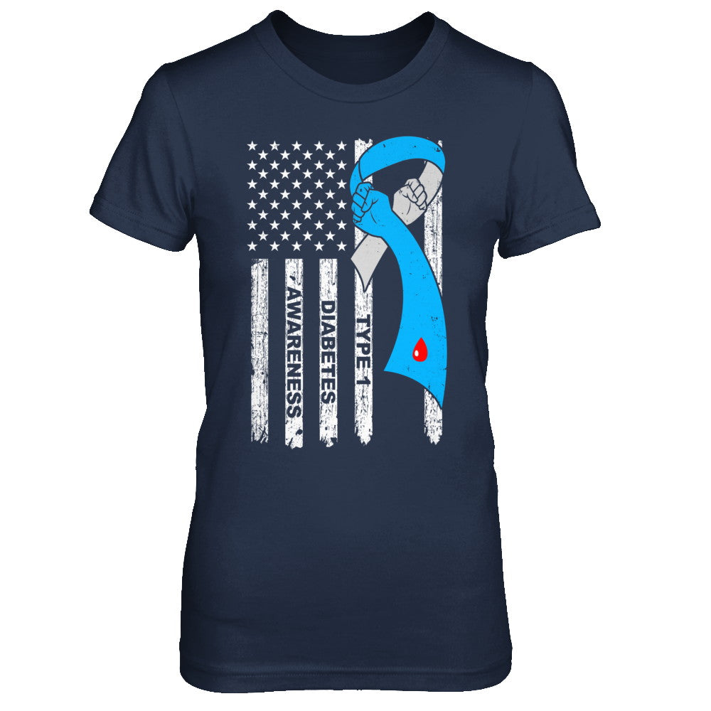 Type 1 Diabetes Awareness Support T1D Flag Ribbon Shirt & Hoodie ...
