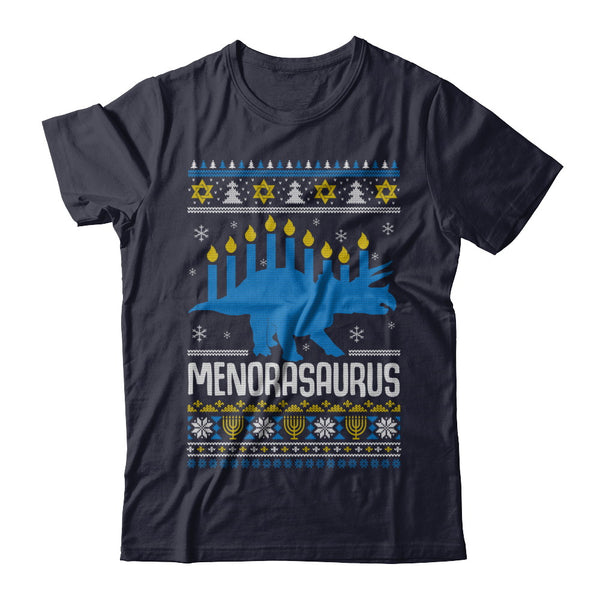 Funny Ugly Hanukkah Dinosaur Menorasaurus Sweater Shirt & Sweatshirt ...